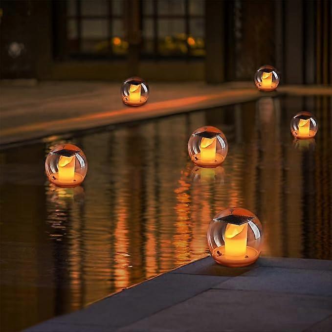 2pcs Solar Powered Floating Pool Light with Flickering Light for ...