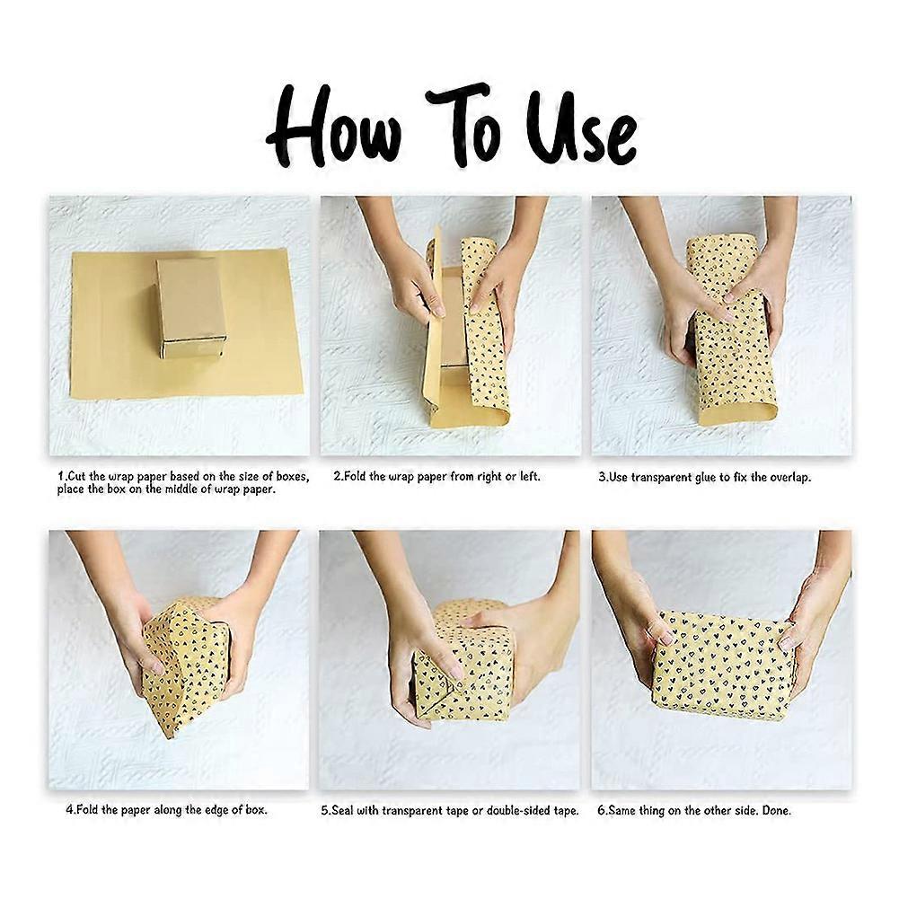 Kraft Gift Wrapping Paper,Birthday Wrapping Paper,6 Sheets Kraft Brown ...