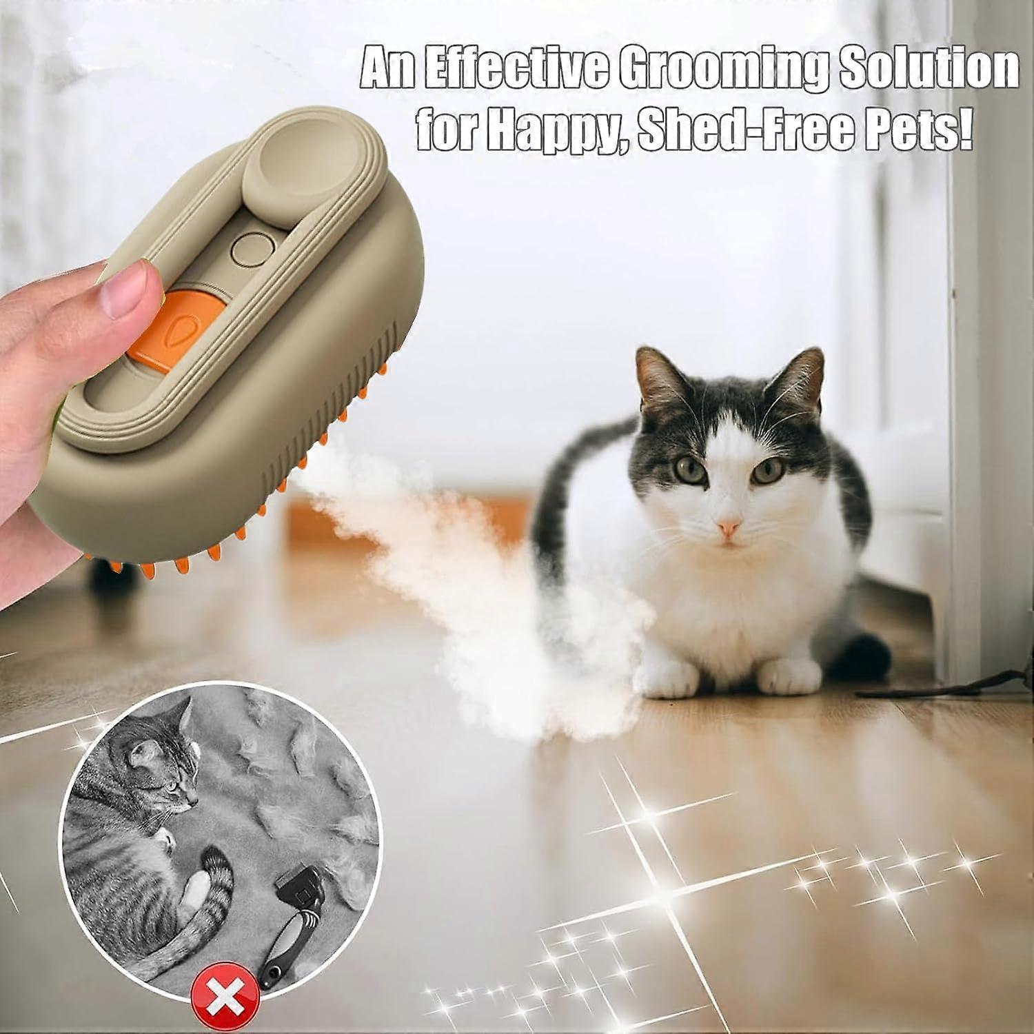 Steamy Cat Brush, 3 In1 Cat Steam Brush,Self Cleaning Steam Brush,Cat ...