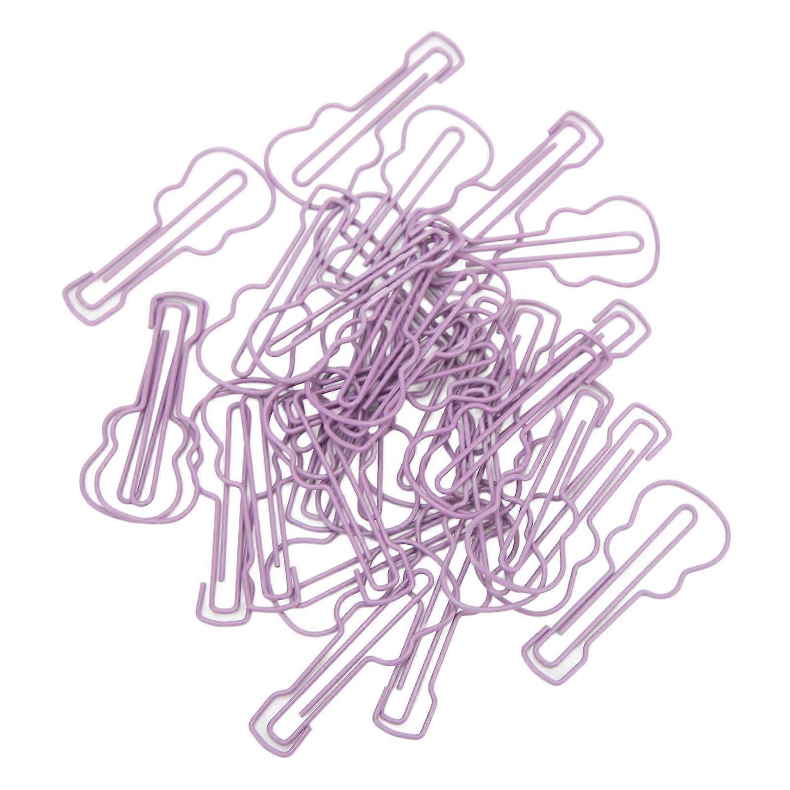 50Pcs Purple Guitar Shaped Office Paper Clips Portable Decorative ...