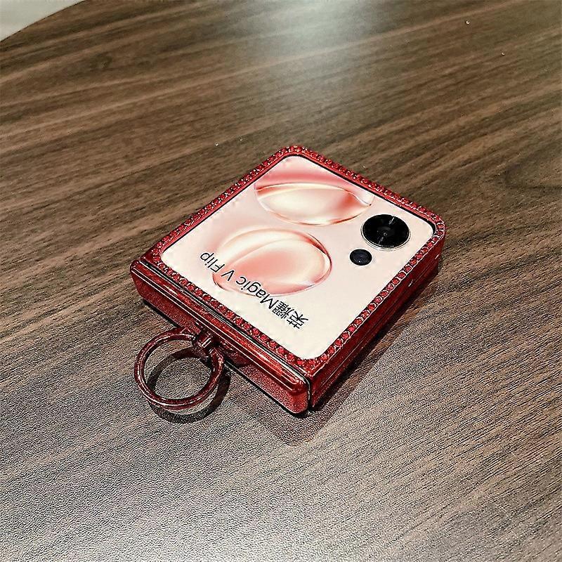 For Honor Magic V Flip 5G Case Sparkling Glitter Ring Holder Hinge PC ...