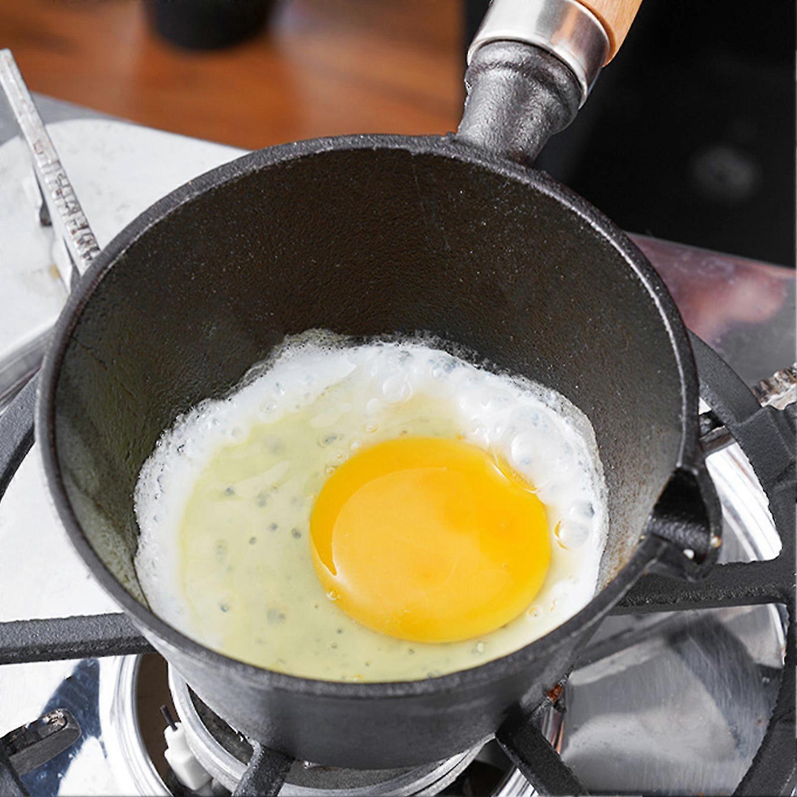 Mini Butter Melting Pot Round Sturdy Cast Iron Dripless Spout Wooden ...