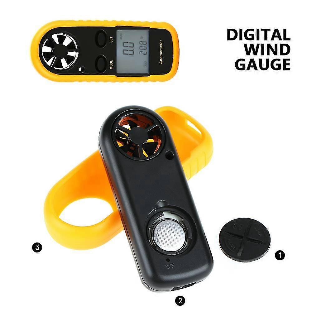 Handheld Digital Anemometer, Wind Speed Gauge With Digital Thermometer ...