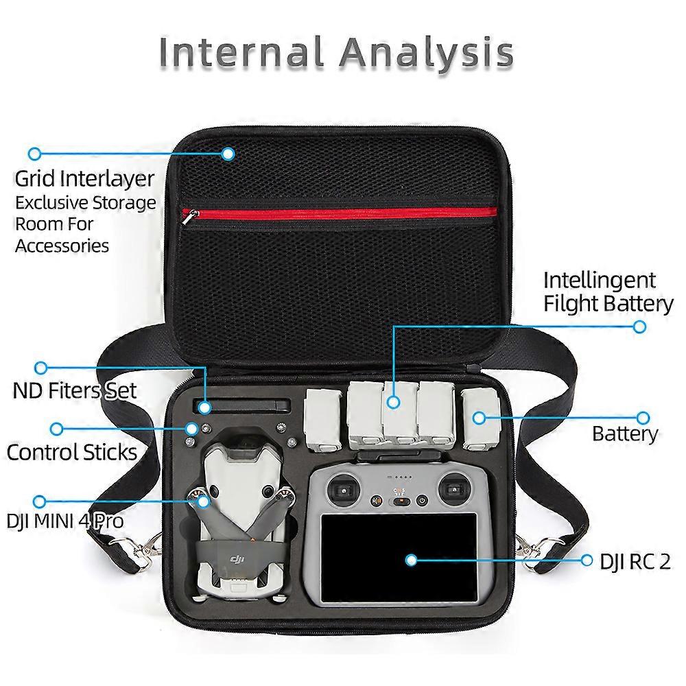 For DJI Mini 4 Pro Suitcase Black Silver Carrying Case, For DJI Mini 4 ...