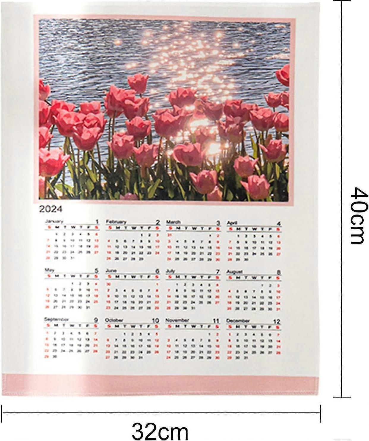 Wall Decoration Easy Install Calendar 2024 Hanging Cloth Soft Rich ...