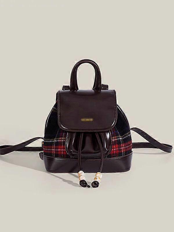 New Versatile Backpack Plaid PU Brown Backpack | Fruugo UK