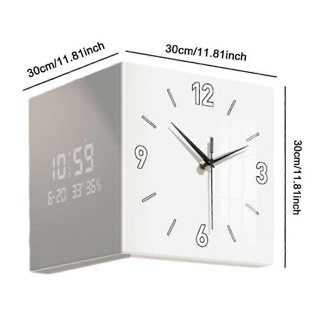 Double Sided Wall Clock Creative Art Corner Clock for Living Room Home ...