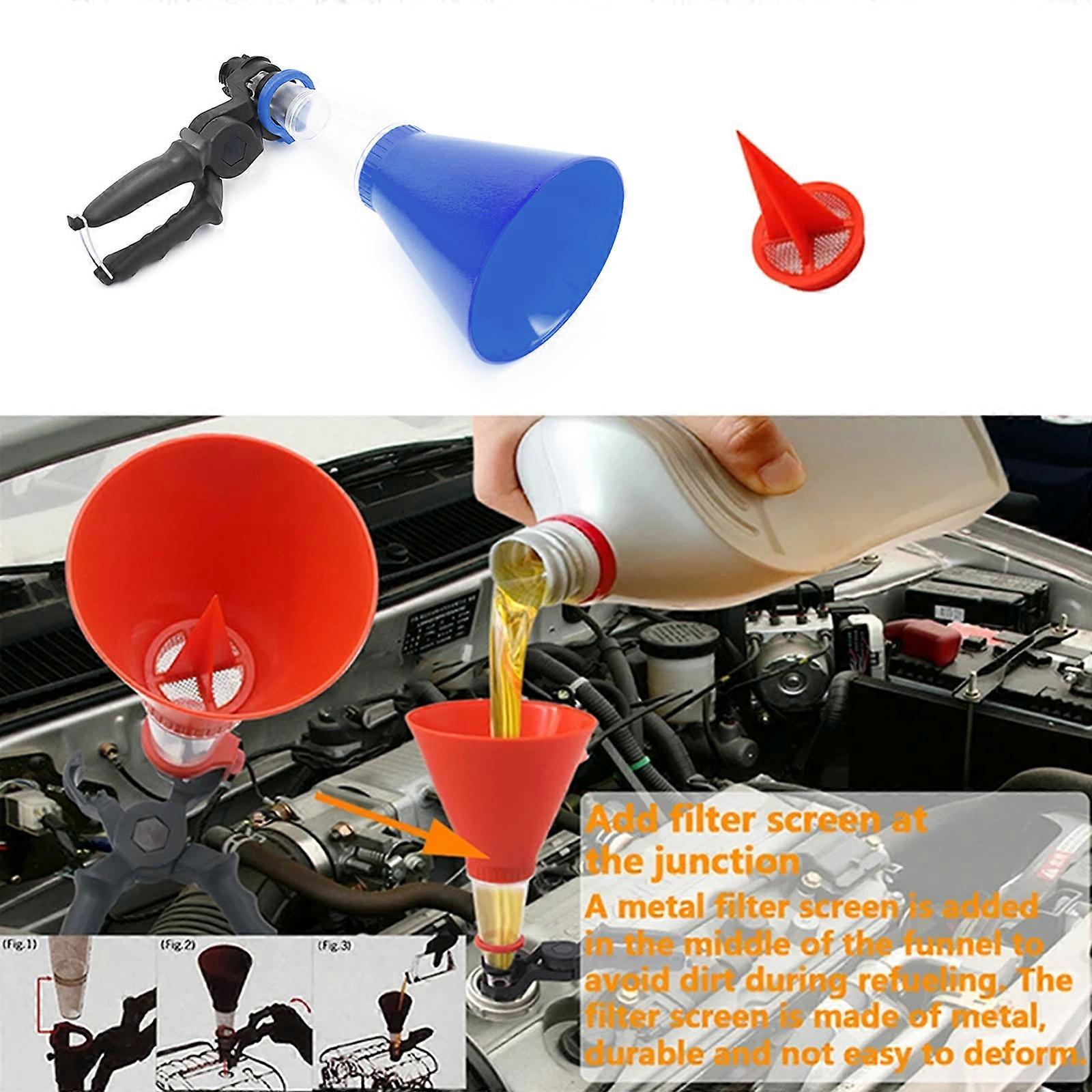 Universal Oil Filter, Engine Oil Funnel with Adjustable Fixed Clamps ...