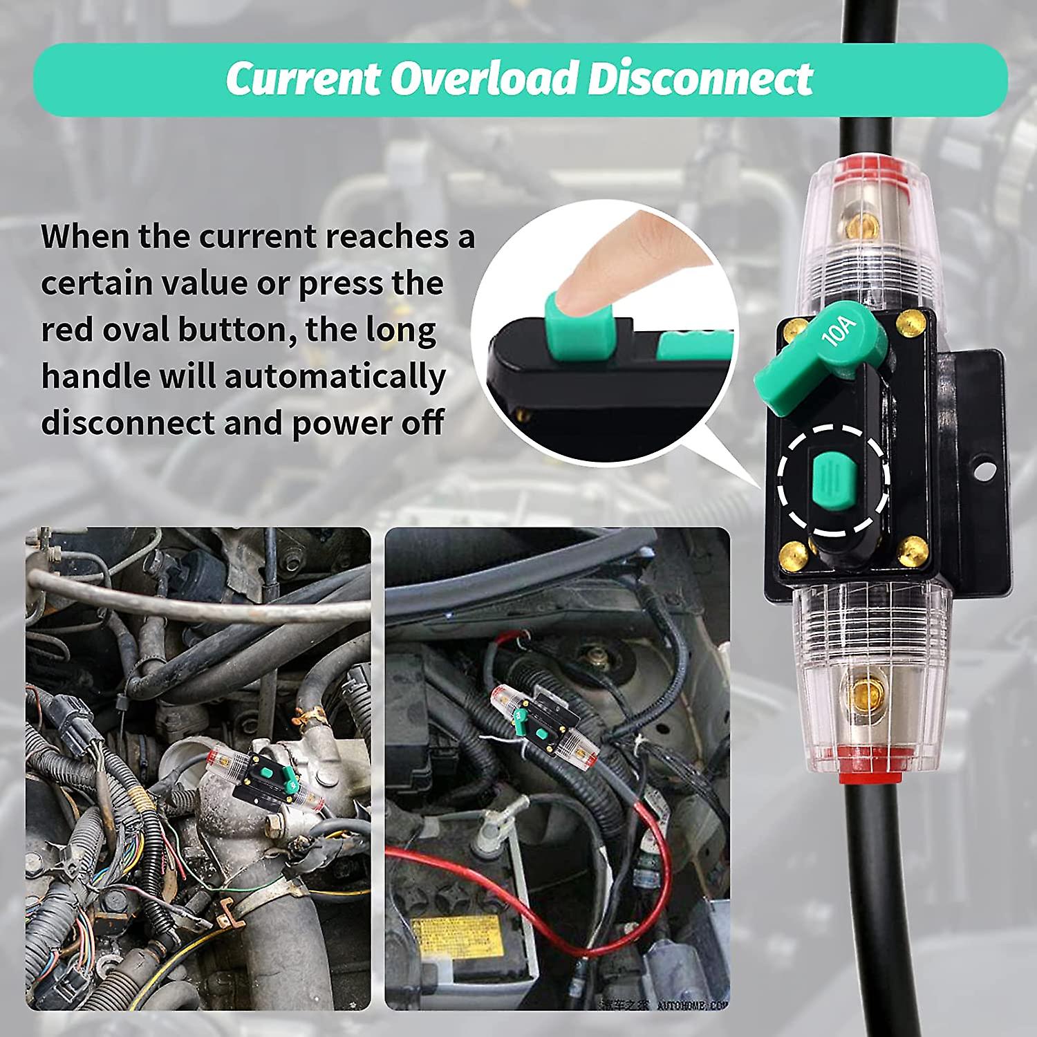 Dc 12/48v Auto Waterproof Circuit Breaker, With Manual Fuse Reset Switch, In-line Fuse Block ...