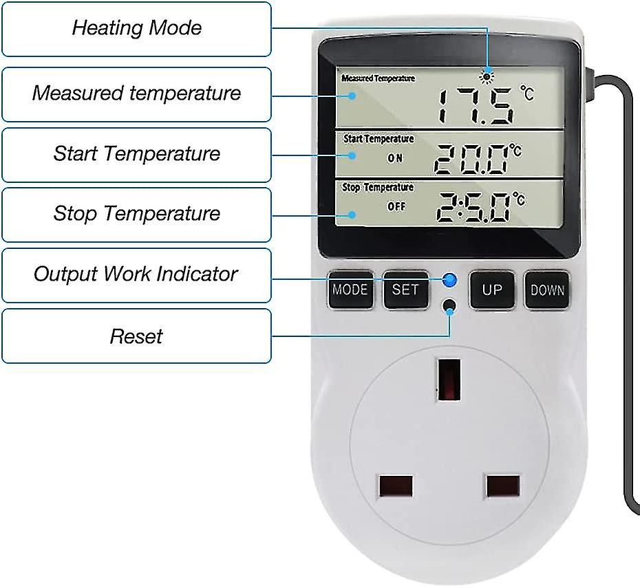 Digital Thermostat Controller Socket Outlet, Thermostat Plug 230v/16a ...