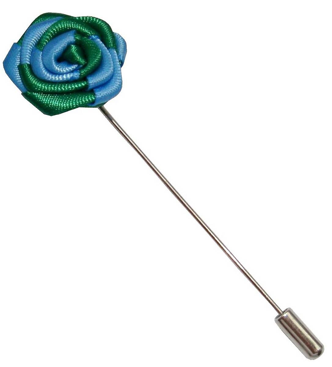 Bassin and Brown Two Colour Rose Jacket Lapel Pin - Blue/Green | Fruugo US