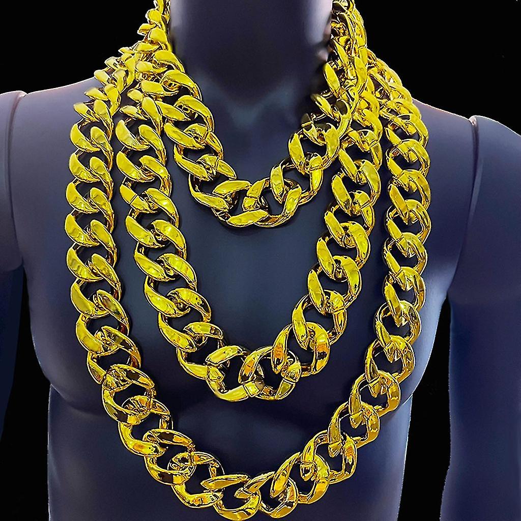 Big Chunky Necklace Rapper Fake Gold Chain 90s Hip Hop Gold Plastic ...