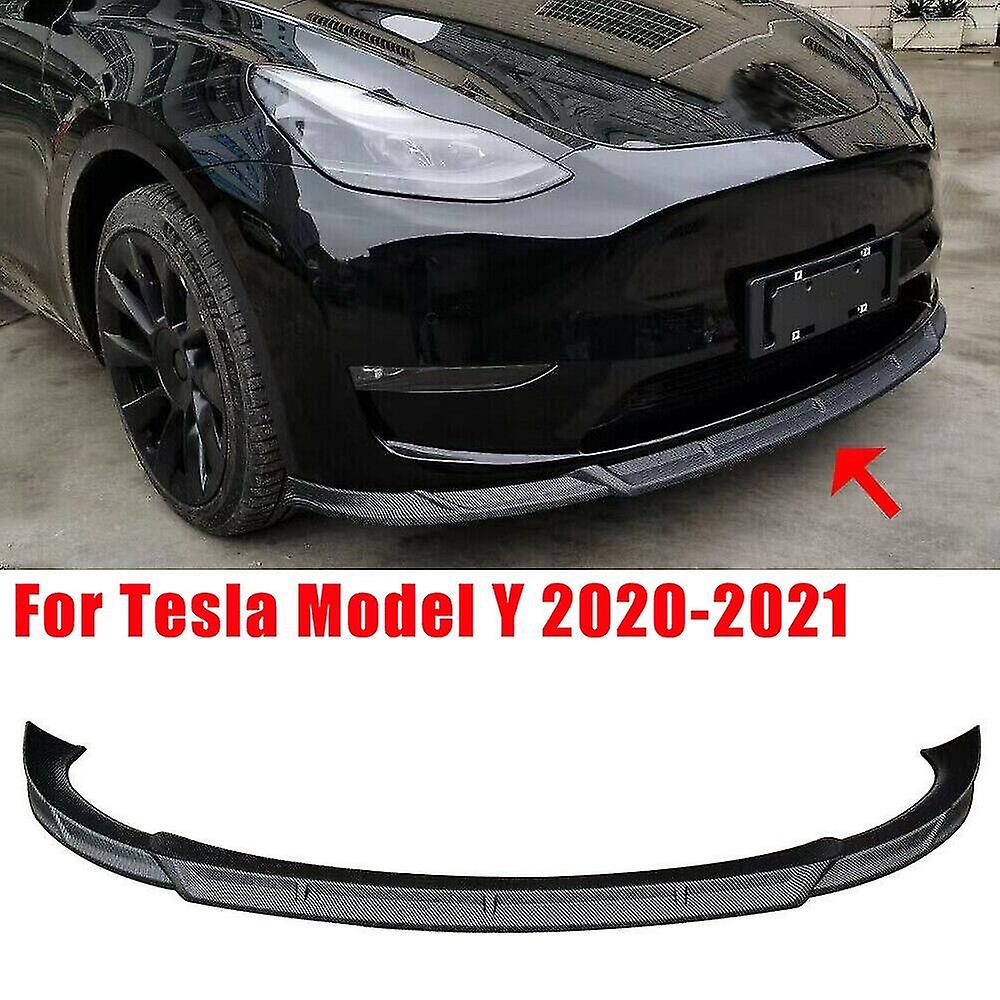 For Tesla Model Y 2020-2021 Front Bumper Lip Spoiler New Carbon Black ...