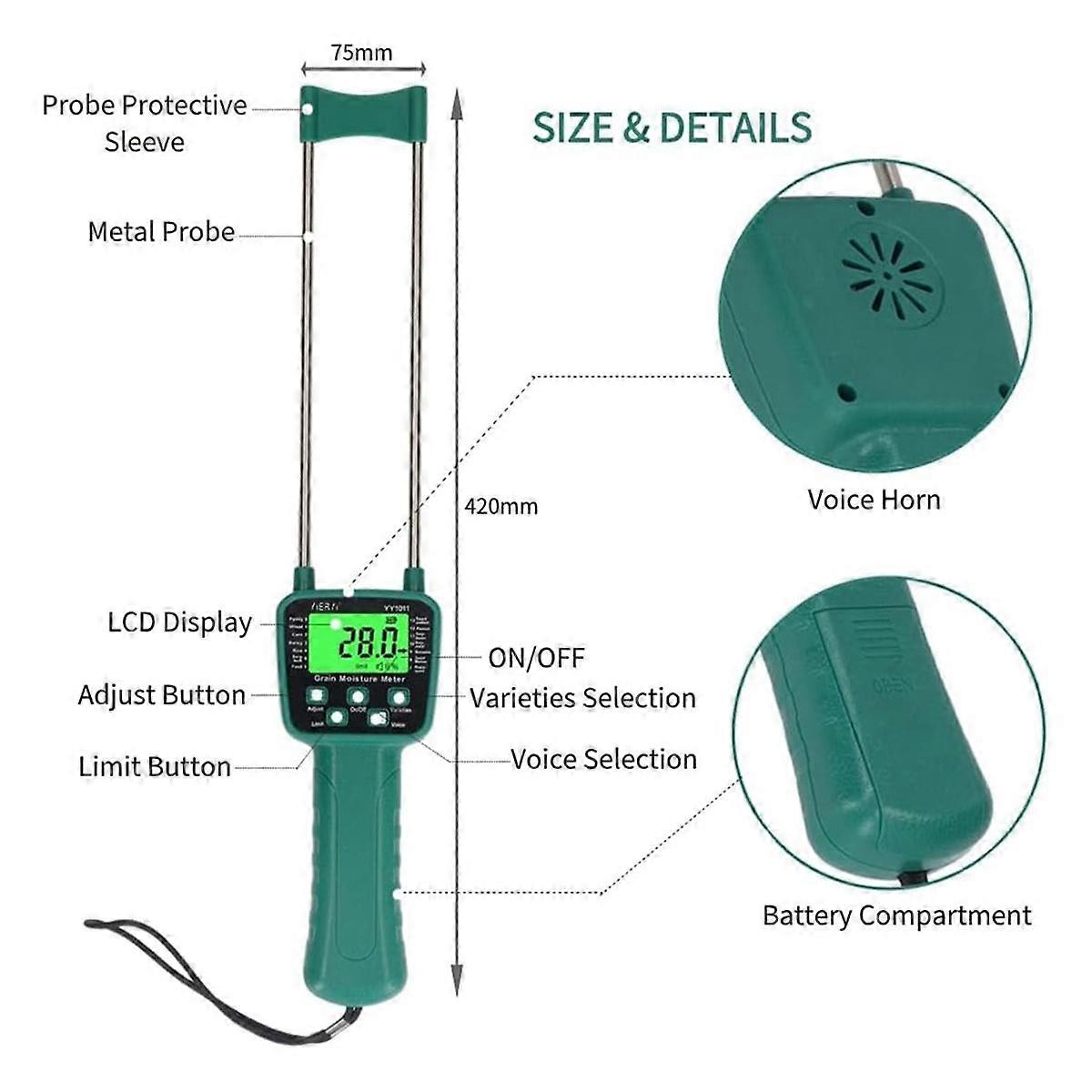 Digital Grain Moisture Meter Tester for Wheat,Corn,Rice,Peanut,Soybean ...