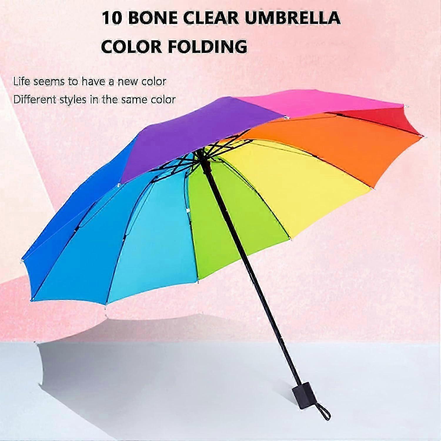 Rainbow Umbrella, Folding Rainbow Umbrella, Small and Colorful, 10 ...