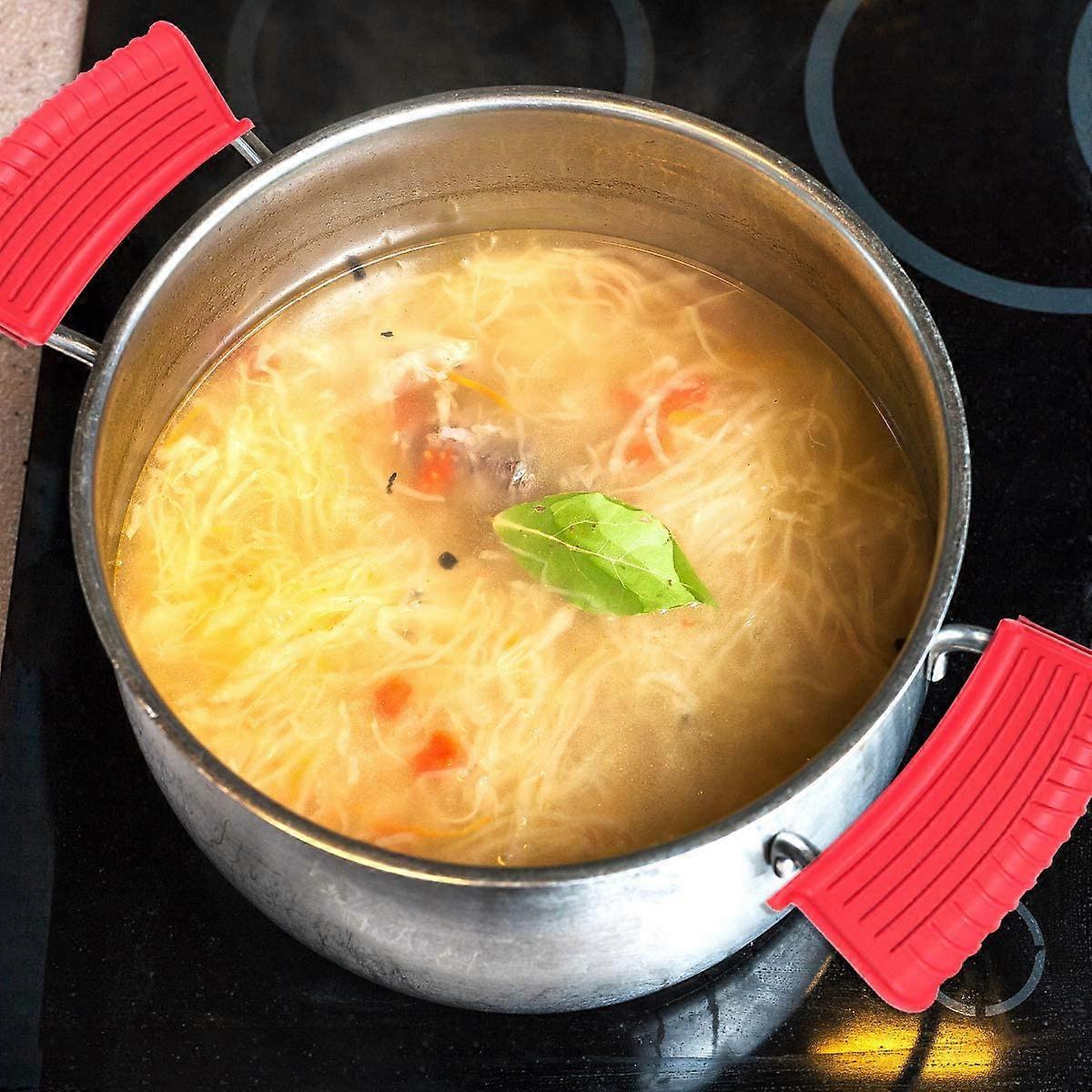 2 Pairs Silicone Assist Hot Pan Handle Holders, Hot Pan Lids Pan ...