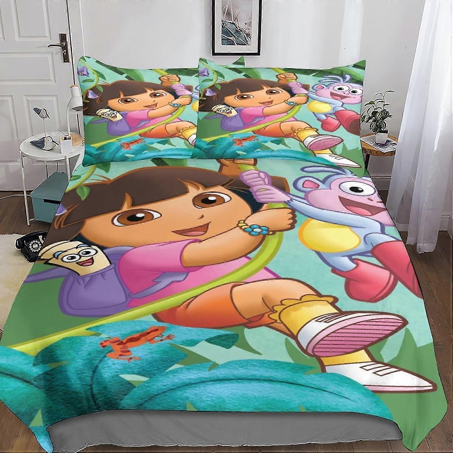 Dora The Explorer Microfiber Duvet Cover Set D,For Adults And Children Dora The Explorer Bedding ...