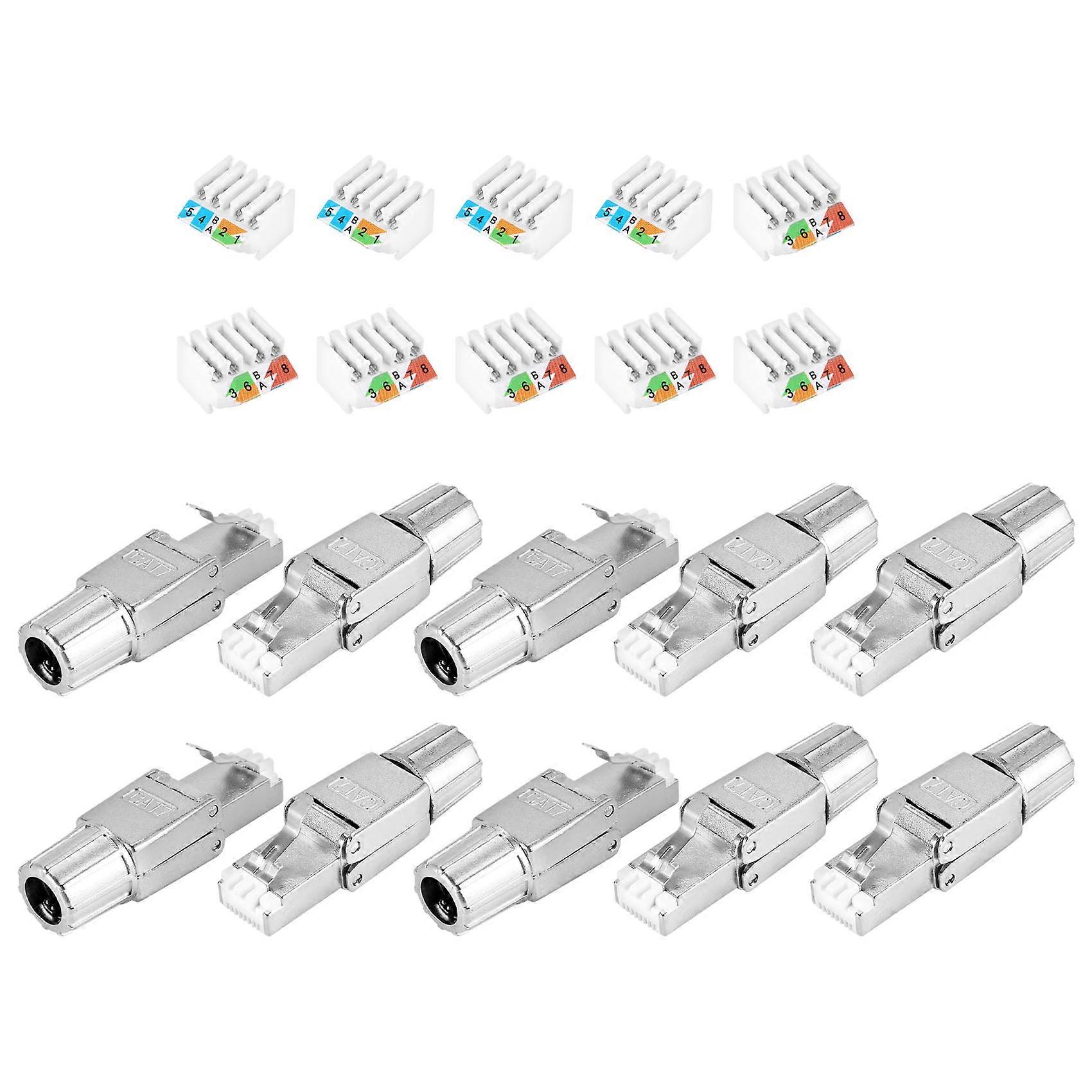RJ45 Cat7 Connectors Tool-Free Reusable Shielded Ethernet Termination ...