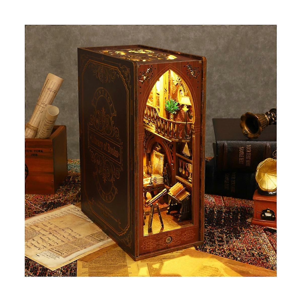 DIY Book Nook Kit, 3D Wooden Puzzle Bookend for Bookshelf Decor, with ...