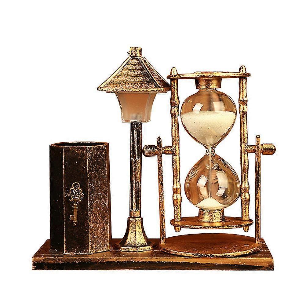 Vintage Decor Hourglass Pen Holder Antique Quicksand Street Lamp Pen ...
