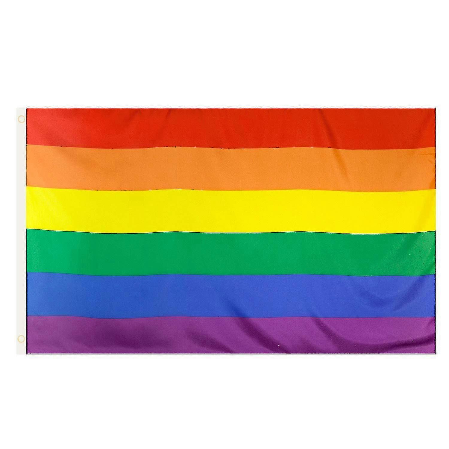 90x150cm Rainbow Flag - Vivid Color And Uv-resistant - Canvas Header And Double Stitched - Gay ...