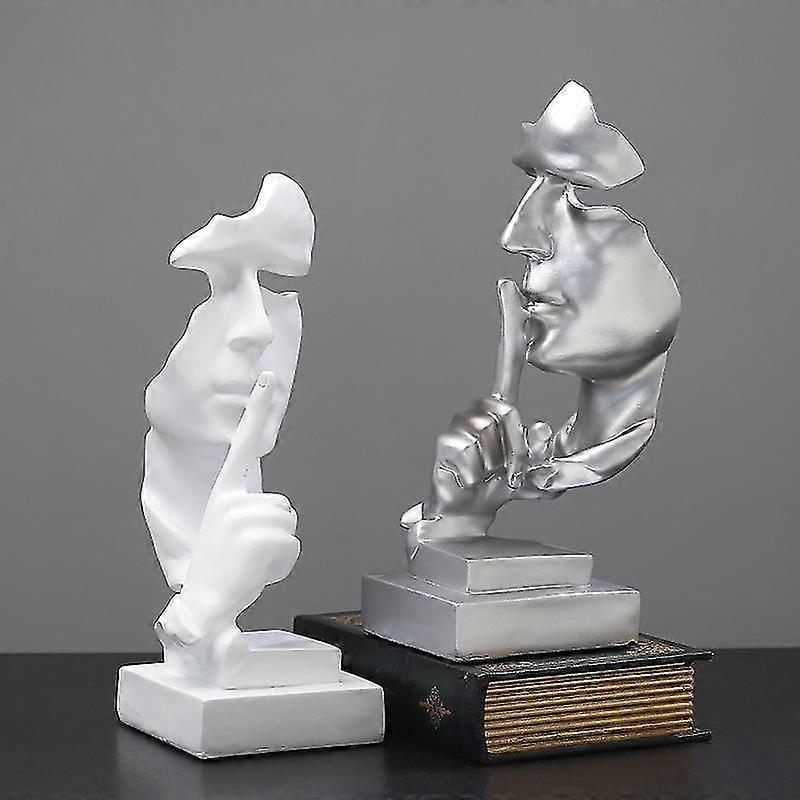 Silence Is Golden Statue, Resin Abstract Sculpture Modern Art Figurines ...