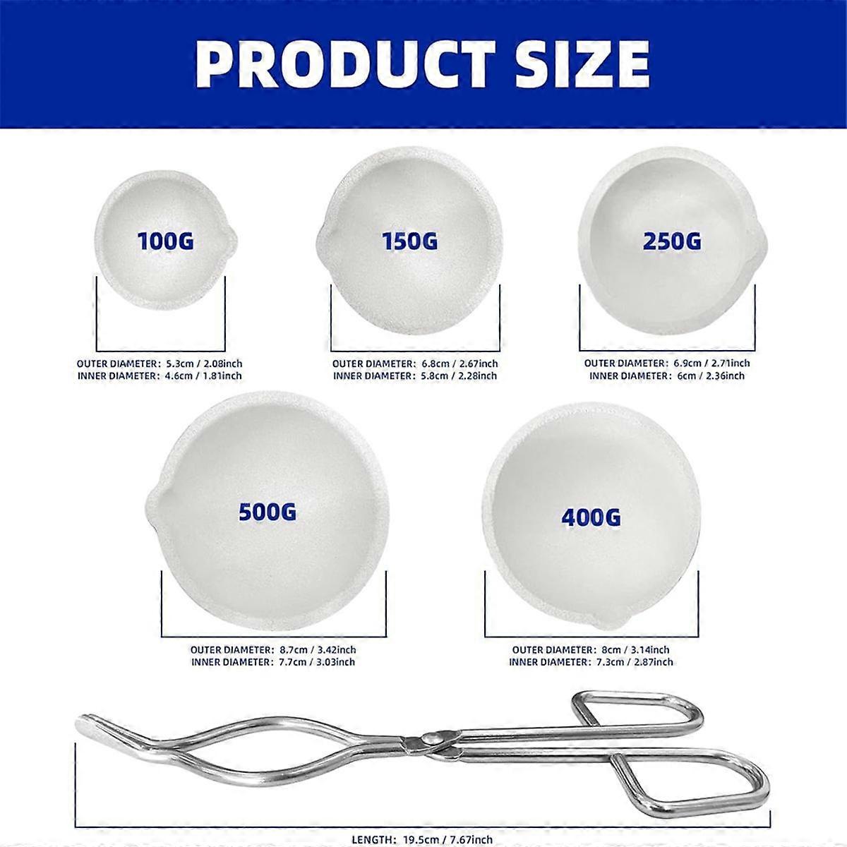 6 Pack Ceramic Crucible Bowl with 7.87 Inch Crucible Tong,for Casting ...