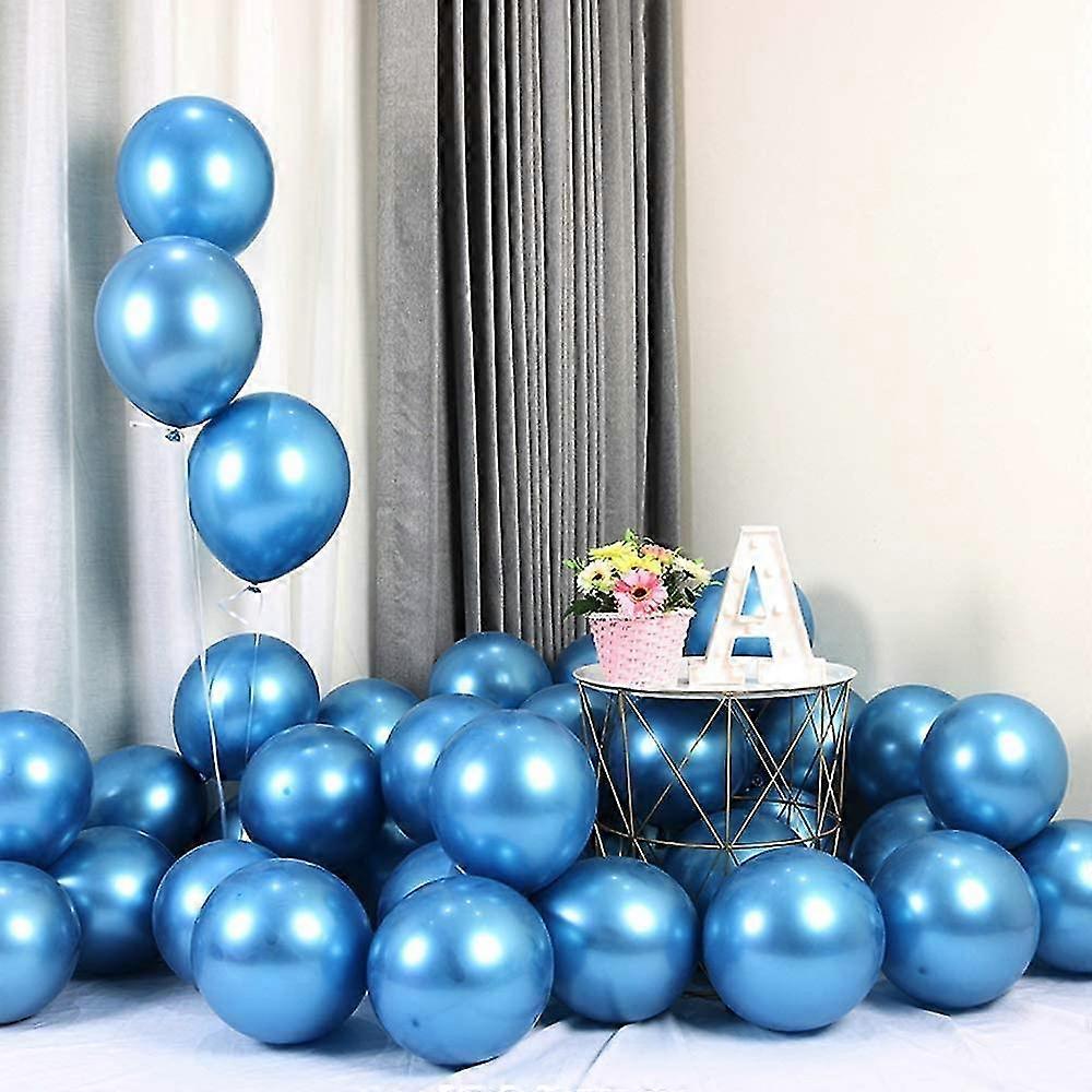 50pcs Blue Metallic Balloons For Party Shiny Blue Latex12 In | Fruugo UK