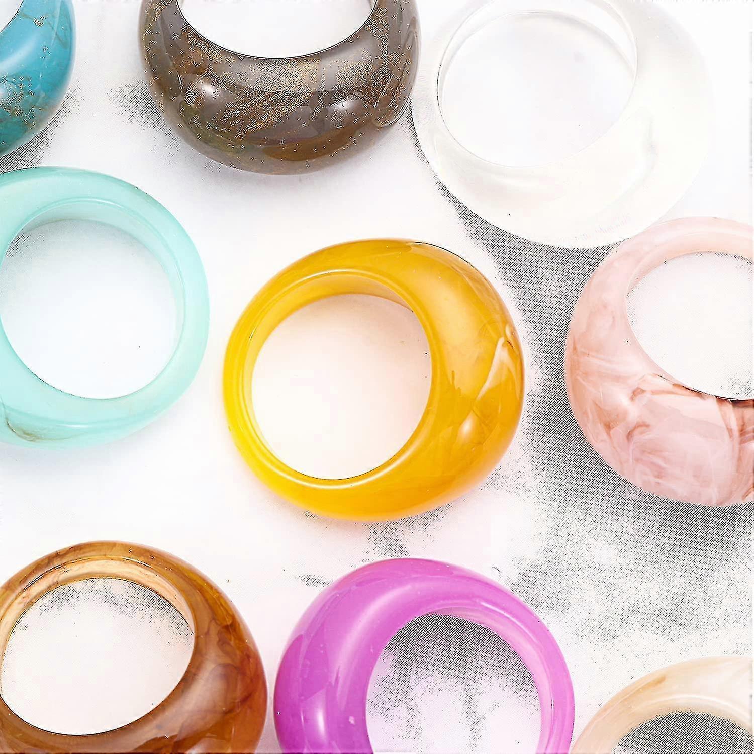 12 Pieces Vintage Resin Acrylic Diamond Rings Colorful Index Finger ...