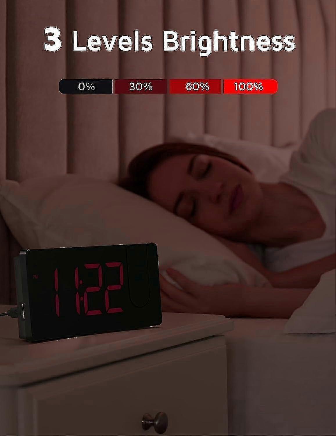 Projection Alarm Clock, Digital Clock with 180 Rotatable Projector, 3 ...