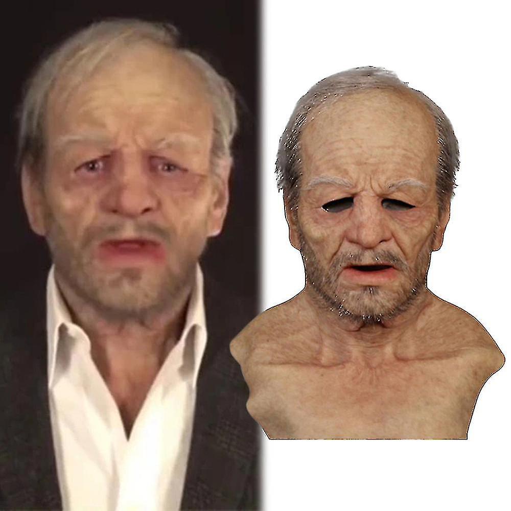 Old Man Cosplay Mask Face Cover Latex Headgear For Halloween Carnival ...