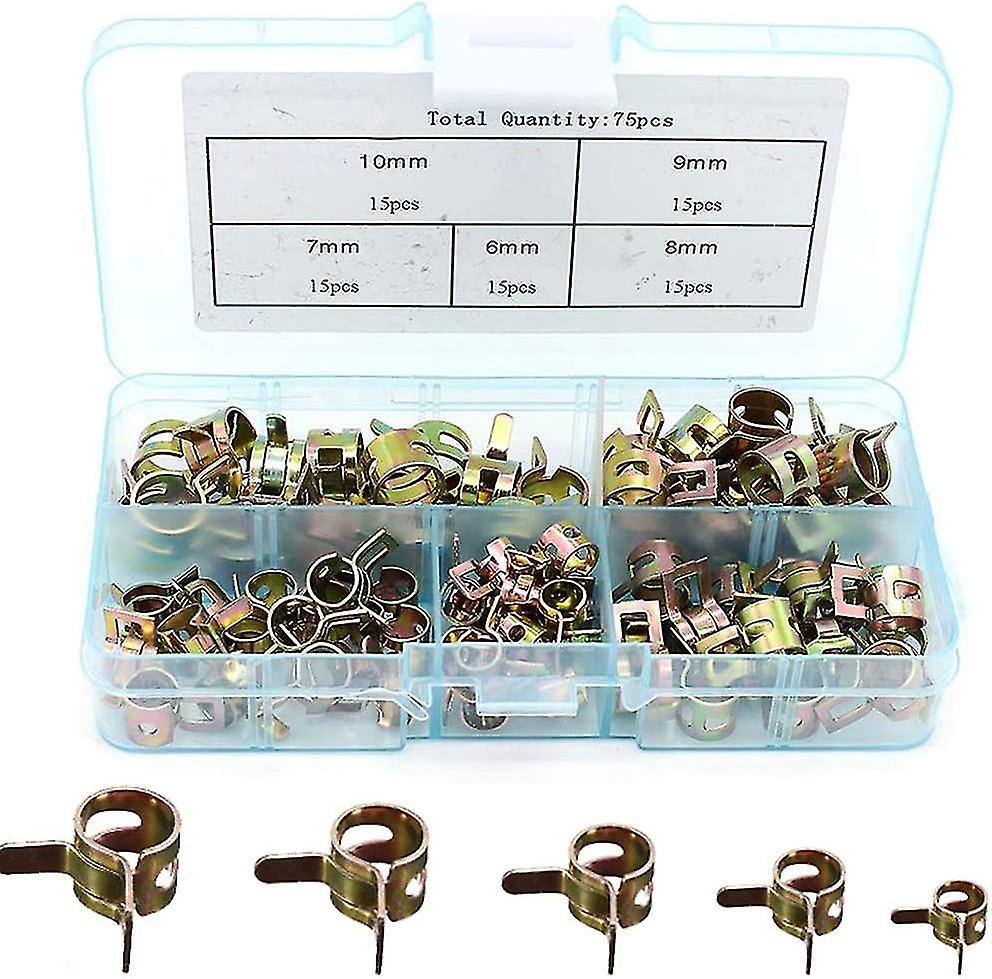 Fuel Line Clamps, 75 Piece Spring Clamps Fuel Hose Water Line Spring ...