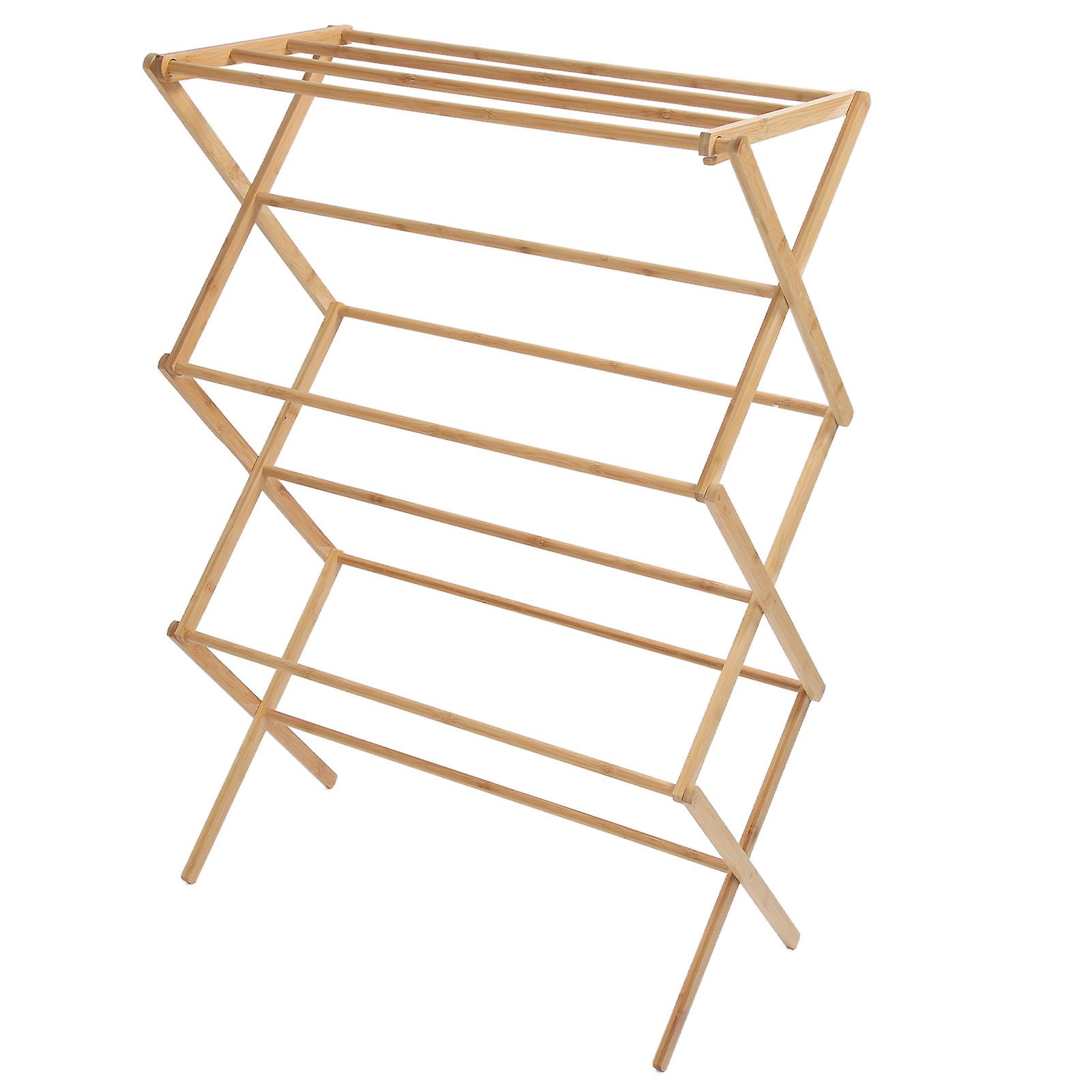 Collapsible Folding Wooden Clothes Drying Rack Bamboo Laundry Drying ...