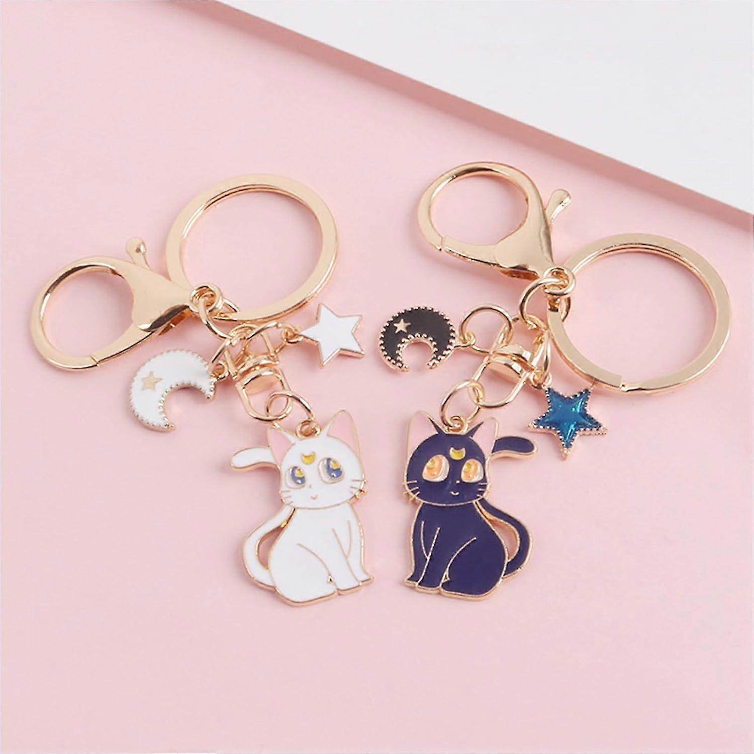 2PCS Sailor Moon Keychains, Cartoon Cute Magical Cat Keychain, Anime ...