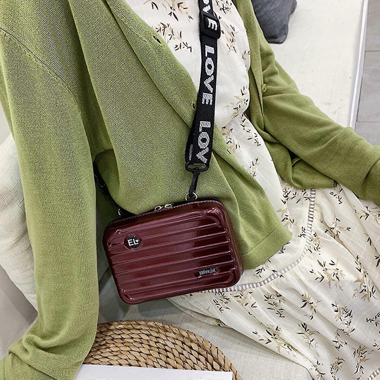 Hard Shell Cosmetic Bag Women Mini Suitcase Shape Crossbody Bag ...