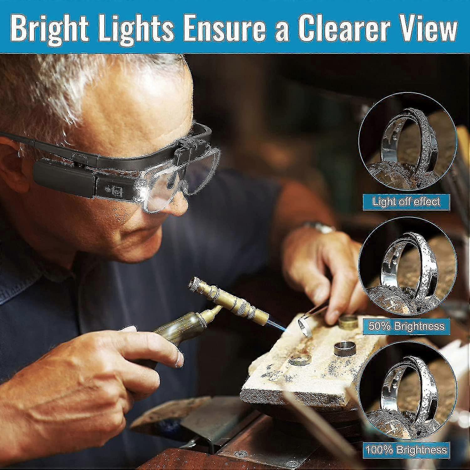 Headband Magnifier Glasses With Light, Handsfree Led Illuminated Head ...