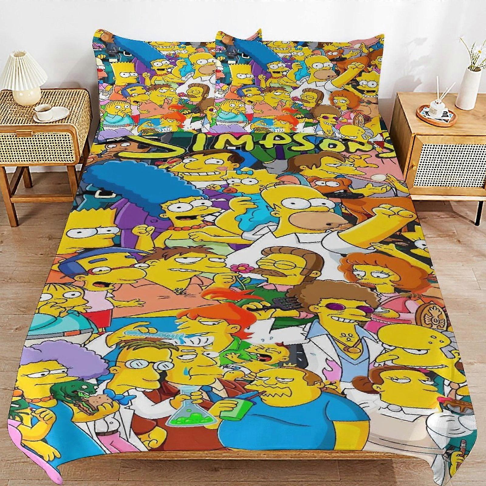 x332 The Simpsons Bed Duvet Cover Microfiber Bedding Sets 3D Printed Lightweight 3 Piece ...