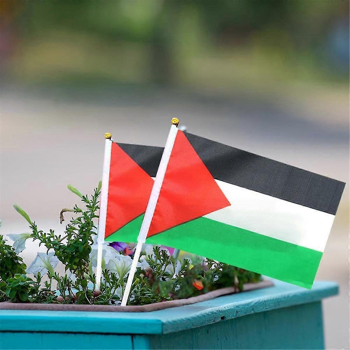50Pcs Palestine Flag Small with Pole, 14X21cm Palestine Hand Waving ...