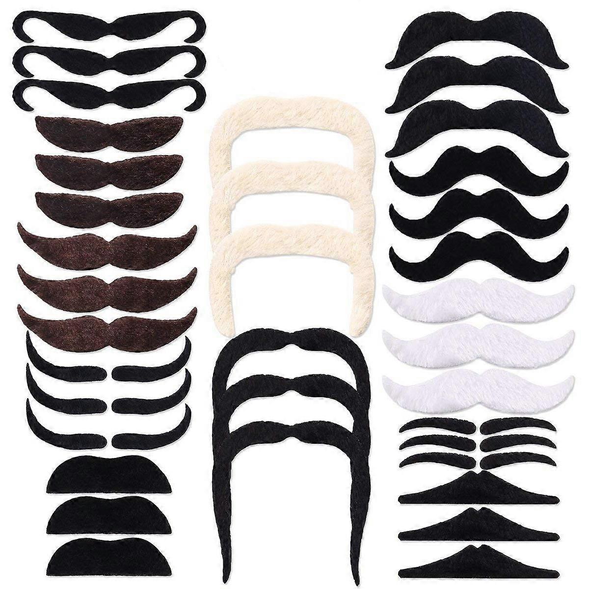 36 Pack Self Adhesive Fake Mustaches Novelty For New Year's Eve Party ...