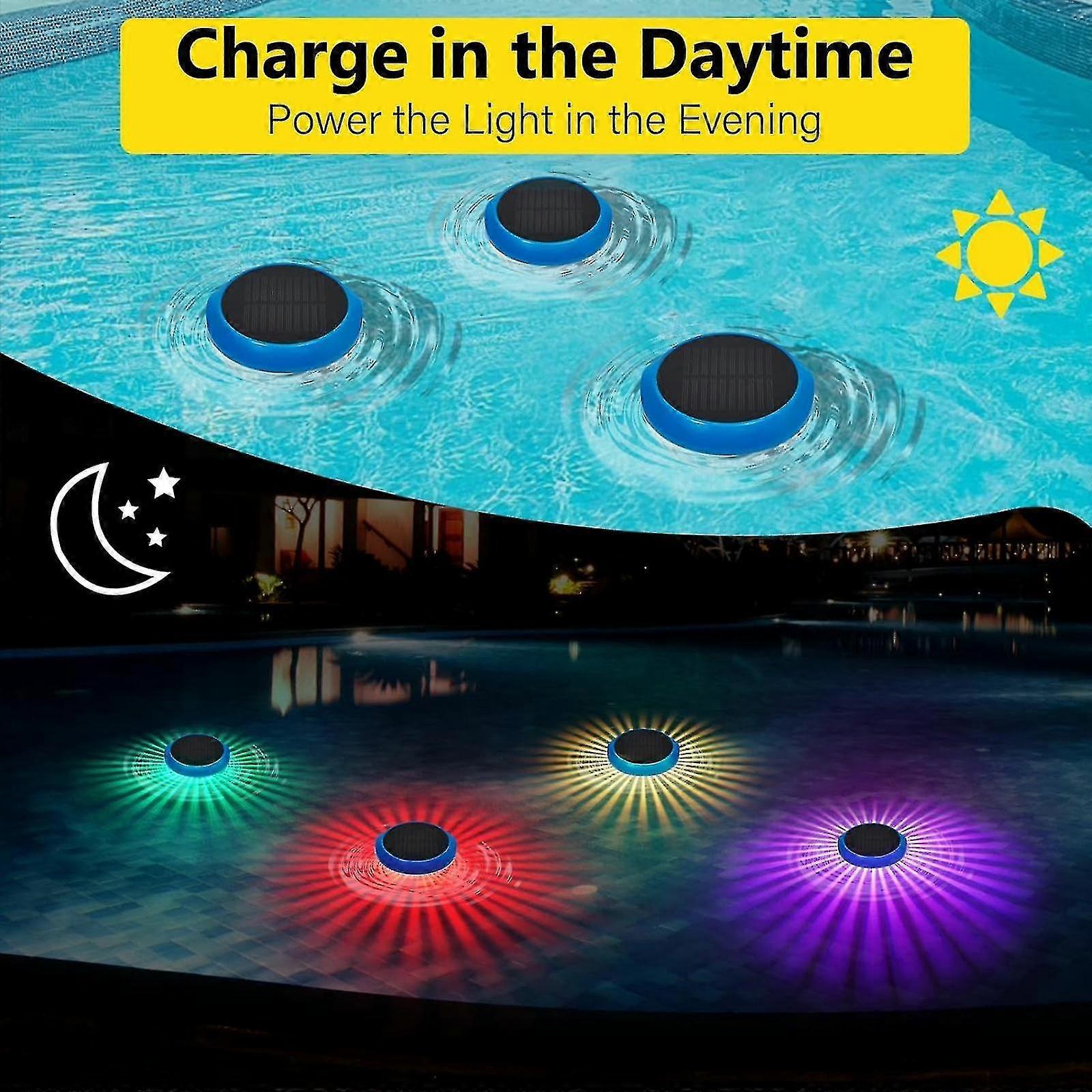 Floating Pool Lights,solar Pool Lights With Rgb Color Changing Ipx6 ...