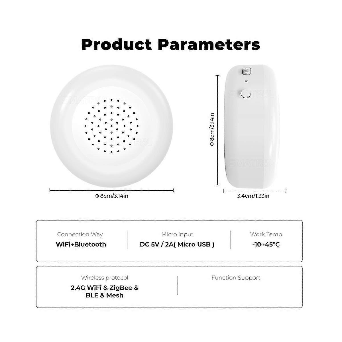 Zigbee 3.0 Smart Home Gateway With Rgb Led Light Alarm Clock Smart Home ...