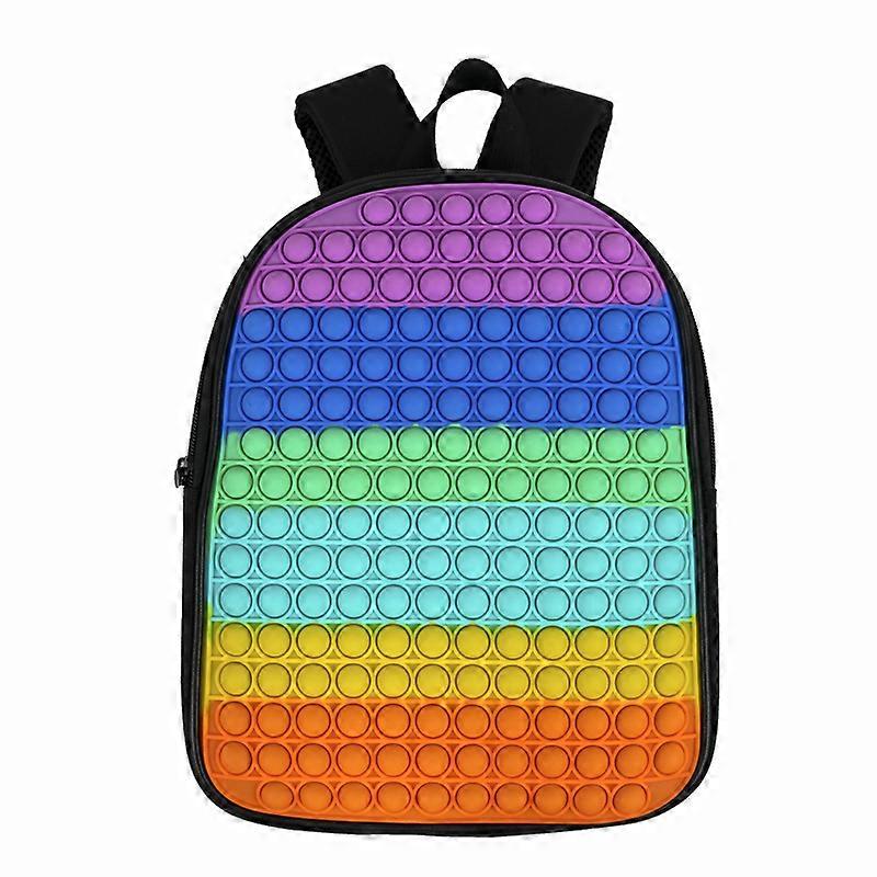 POP It Backpack Anime real Rainbow Color Push Bubble Teenager Laptop ...