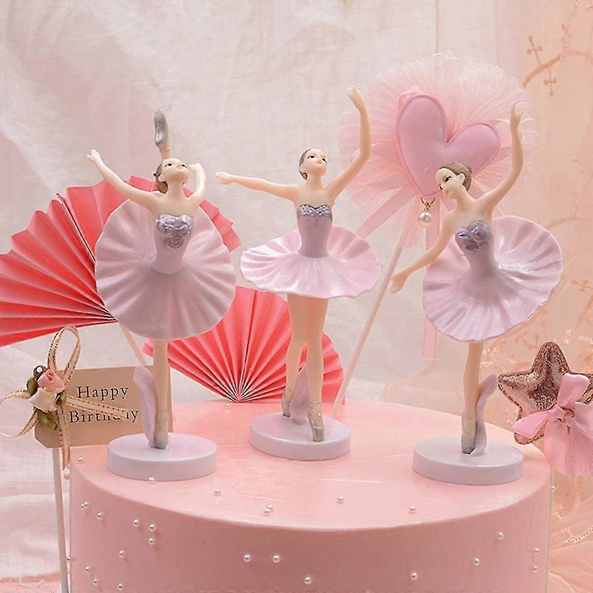 3 Pcs Pink Dancing Ballerina Girl Figurine, Miniature Ballerina Girl ...