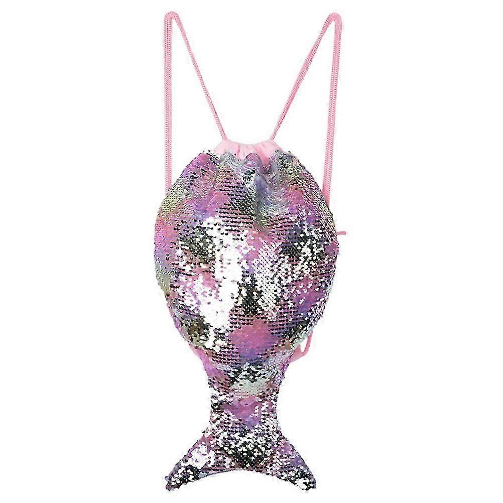 Reversible Sequins Drawstring Bag Mermaid Tail Colourful Backpack Gym ...