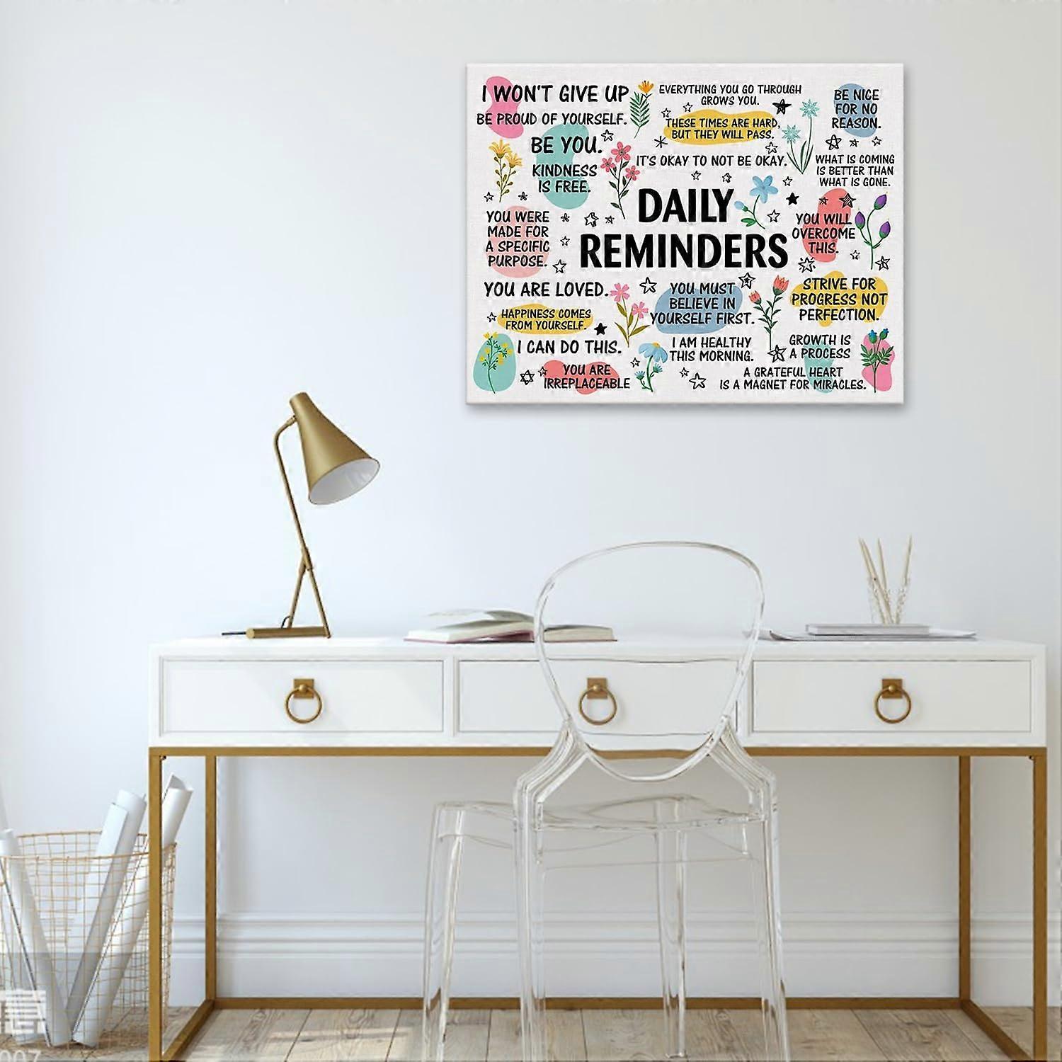 Daily Reminders Inspirational Poster Framed Canvas Motivational Wall ...