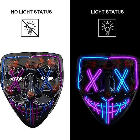 Led Purge Mask Light Up Scary Mask For Cosplay Costume | Fruugo UK
