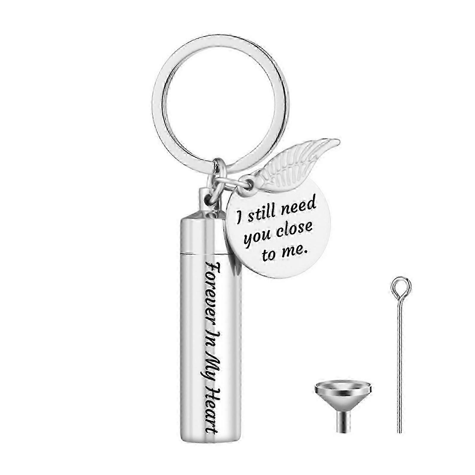 Cylinder Cremation Urn Keychain for Ashes Hair Perfume Flower Memorial ...