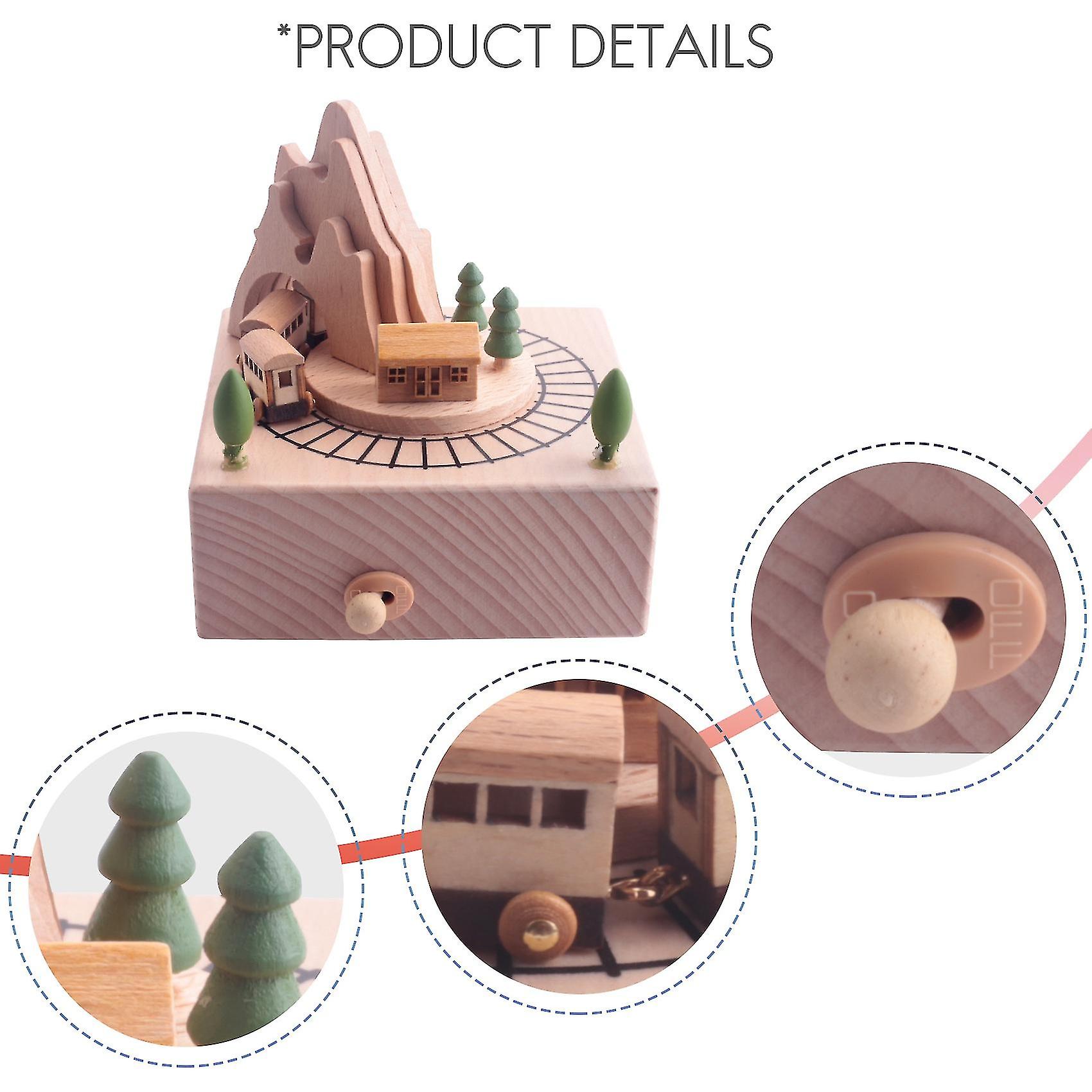 Wooden Musical Box Mountain Tunnel With Moving Magnetic Train Plays ...