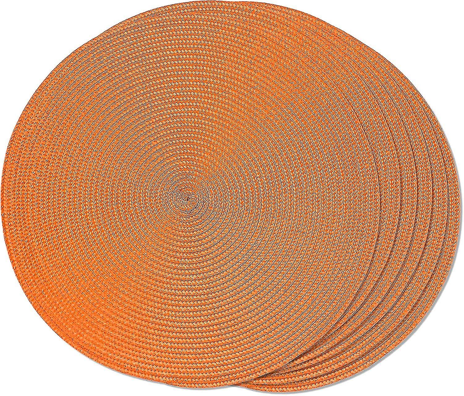 Dining Table Set Of 6 Orange Round Braided Placemats For Dining Tables ...