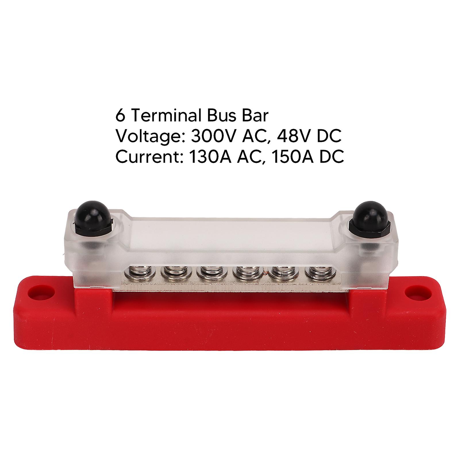 48V 150A 6 Terminal Bus Bar with Cover for Car Boat Marine Caravan RV ...
